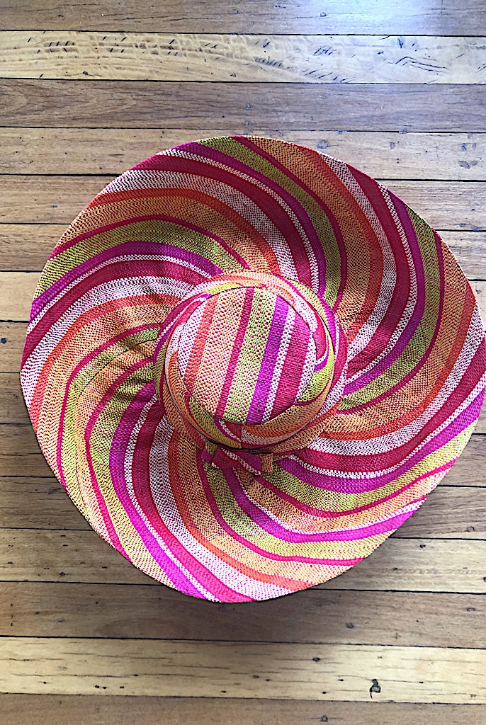 Made in Madagascar Large Hat - Orange,Beige, Red, Pink & Lime – Miss ...